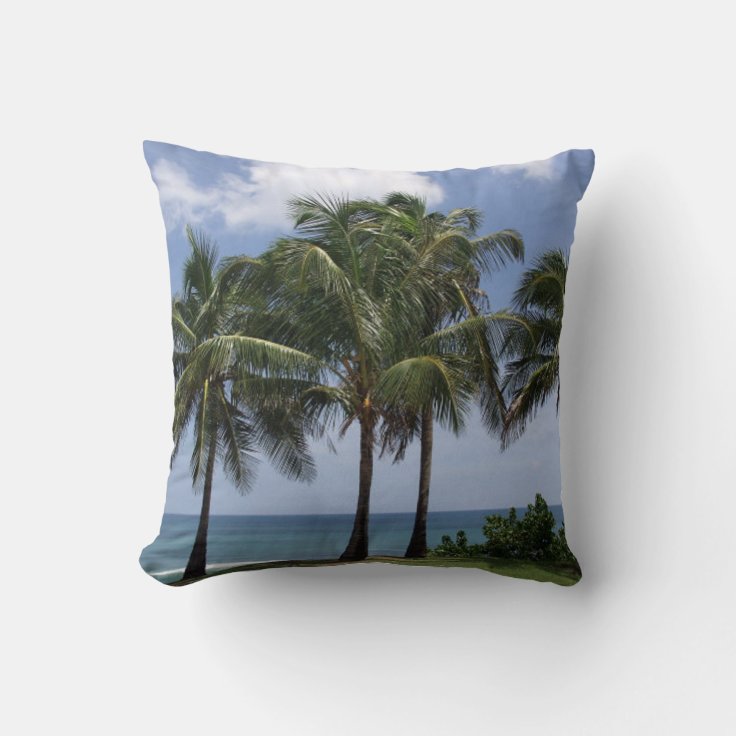 Palm Trees tropical decorative throw pillow | Zazzle