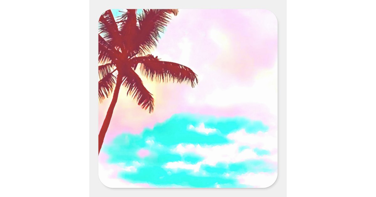 Palm Trees tropical Island life Square Sticker | Zazzle