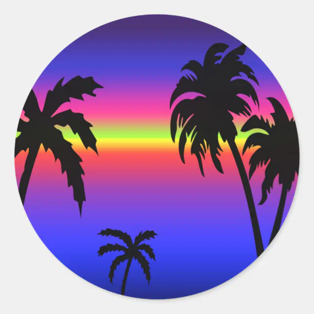 Palm Trees Tropical Sunset Sticker | Zazzle