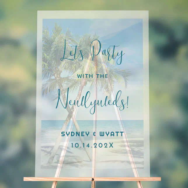 Palm Trees Tropical Wedding Reception Welcome Acrylic Sign | Zazzle