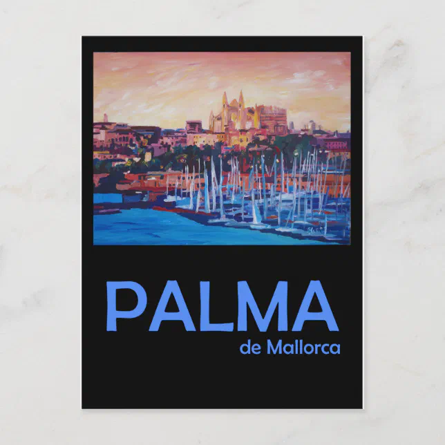 Palma de Mallorca Retro Travel Poster Postcard | Zazzle