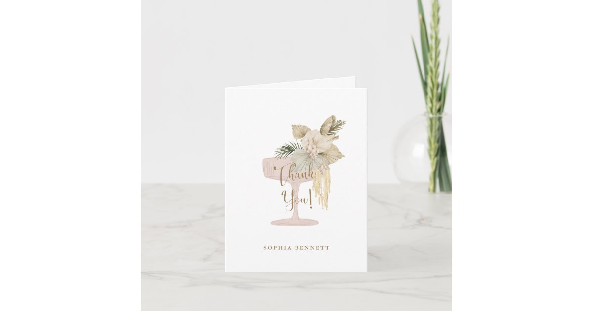 Palms and Prosecco Bridal Shower Thank You Card | Zazzle