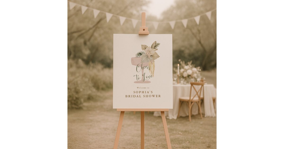 Palms and Prosecco Bridal Shower Welcome Foam Board | Zazzle