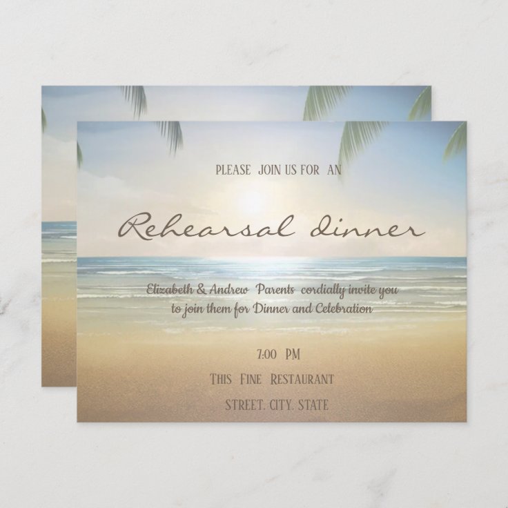 Palms Sunset Beach Rehearsal Dinner Invitation | Zazzle