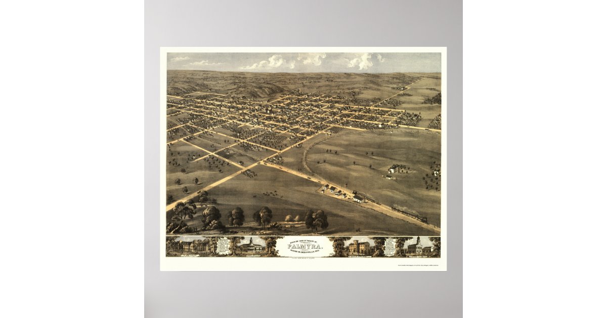 Palmyra, MO Panoramic Map - 1869 Poster | Zazzle