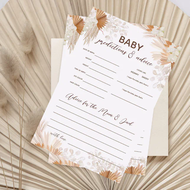 Pampas Baby Predictions & Advice Baby Shower Game Flyer | Zazzle