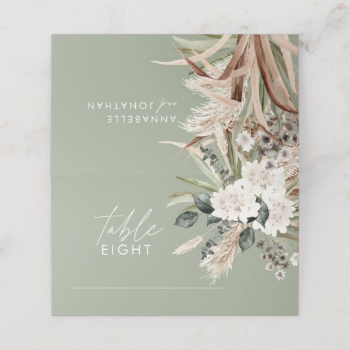 Pampas eucalyptus sage green modern rustic wedding place card | Zazzle