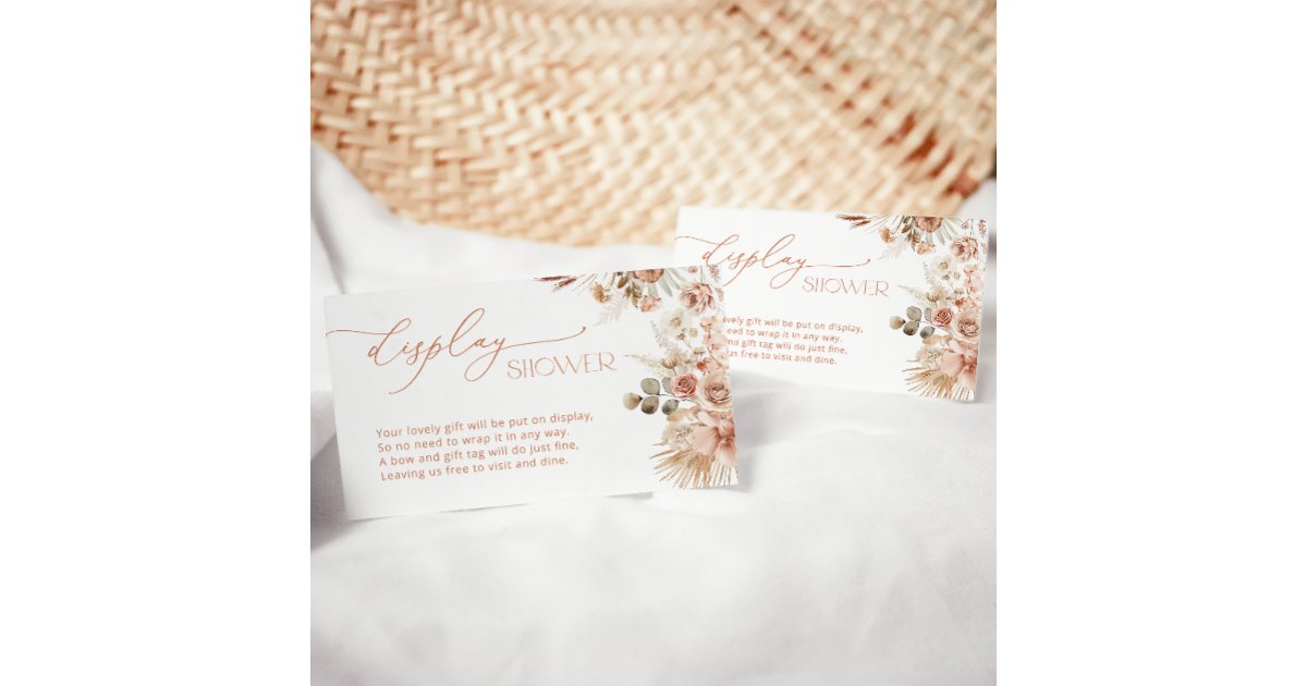 Pampas Grass Boho Baby Shower Display Shower Enclosure Card | Zazzle