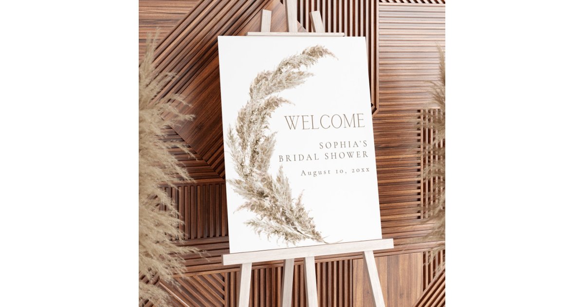 Pampas Grass Boho Bridal Shower Welcome Sign | Zazzle