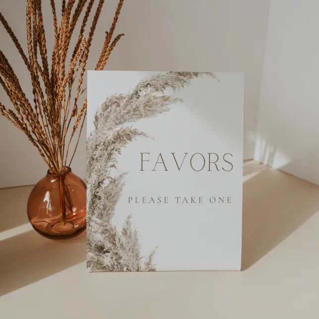 Pampas Grass Boho Favors Sign | Zazzle