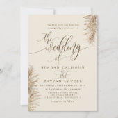 Pampas Grass Earthy Exotic Calligraphy Wedding Invitation | Zazzle