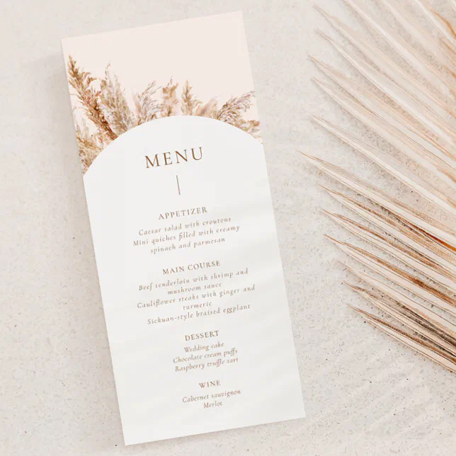 Pampas Grass Frame Beige Menu | Zazzle