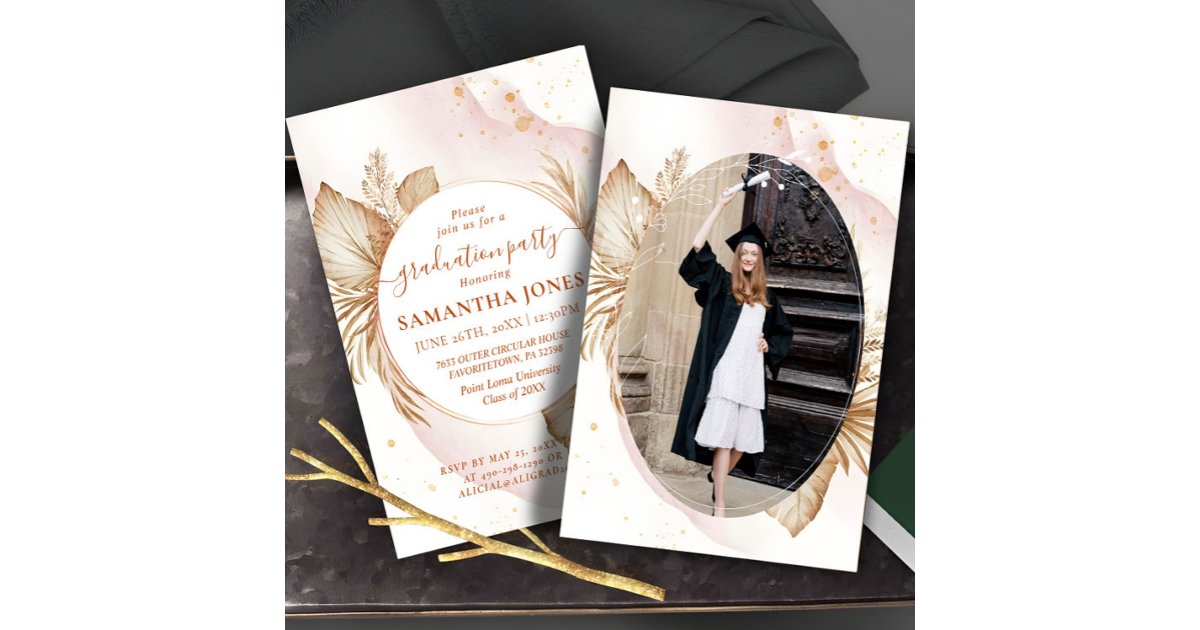 Pampas Grass Graduation Invitation | Zazzle