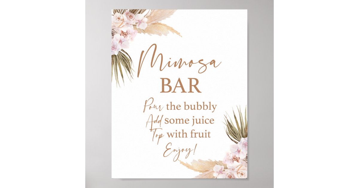 Pampas Grass Mimosa Bar sign | Zazzle