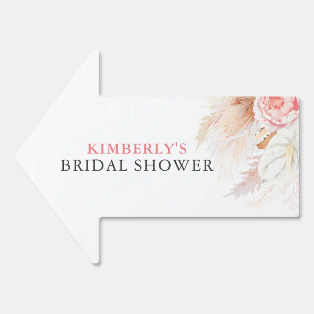 Pampas Grass Pink Floral Summer Party Sign | Zazzle