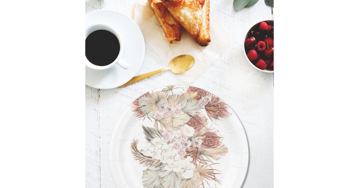 Pampas Grass Tropical Jungle Paper Plates | Zazzle