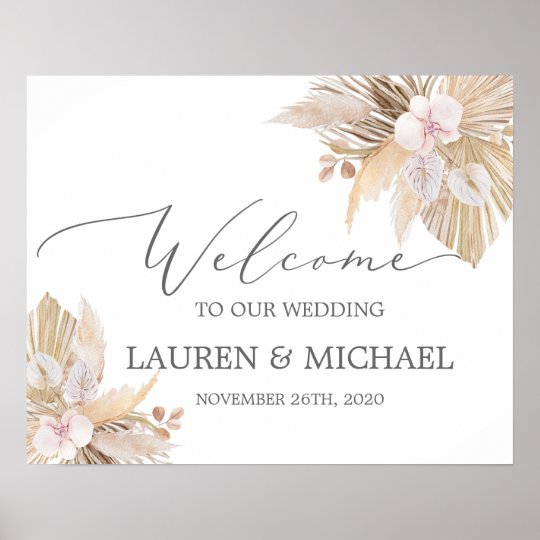 Pampas Grass Wedding Welcome sign | Zazzle.com