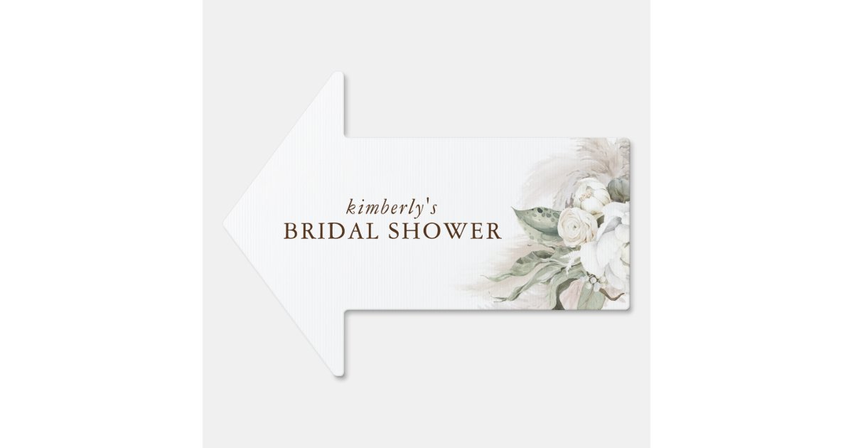 Pampas Grass White Floral Summer Party Sign | Zazzle