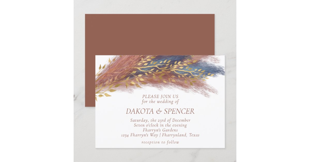Pampas Wildflower | Terra Cotta Paprika Wedding Invitation | Zazzle