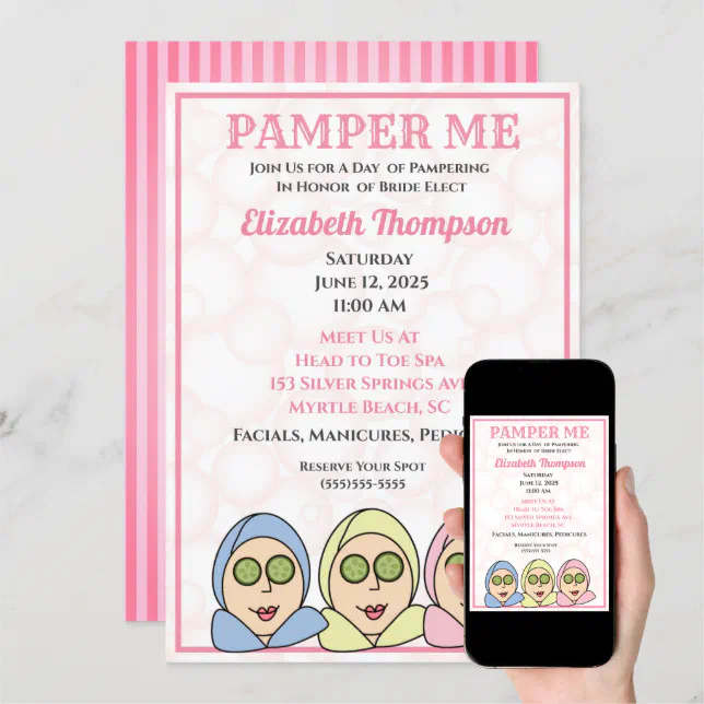 Pamper Me Spa Bridal Shower Invitation | Zazzle