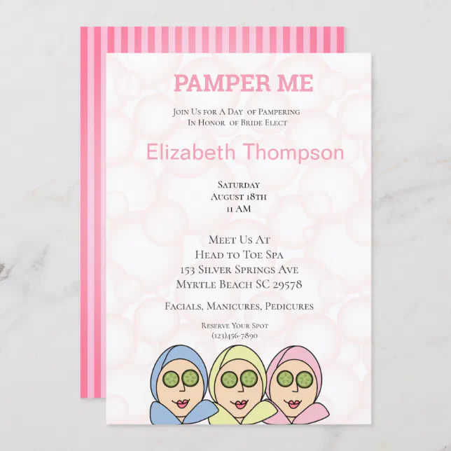 Pamper Me Spa Bridal Shower Invitation | Zazzle