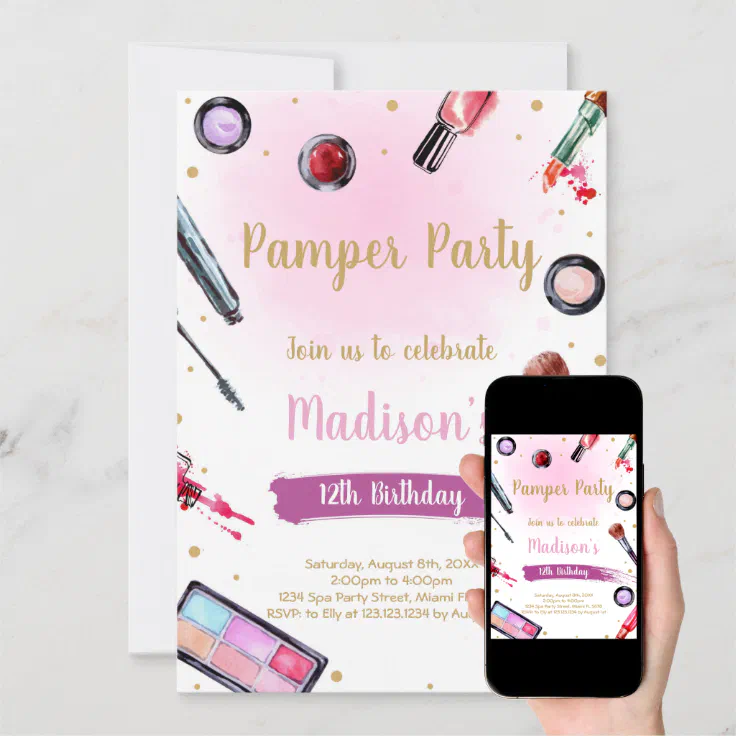 Pamper Party Birthday Invitations | Zazzle