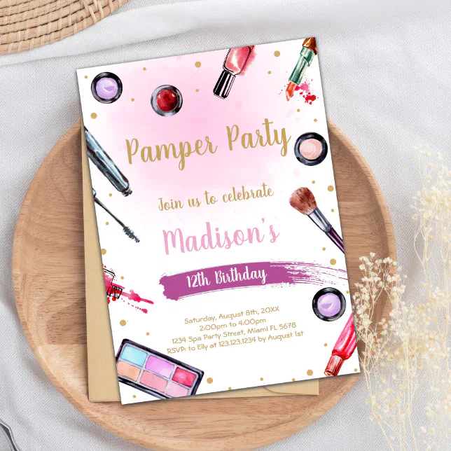 Pamper Party Birthday Invitations | Zazzle