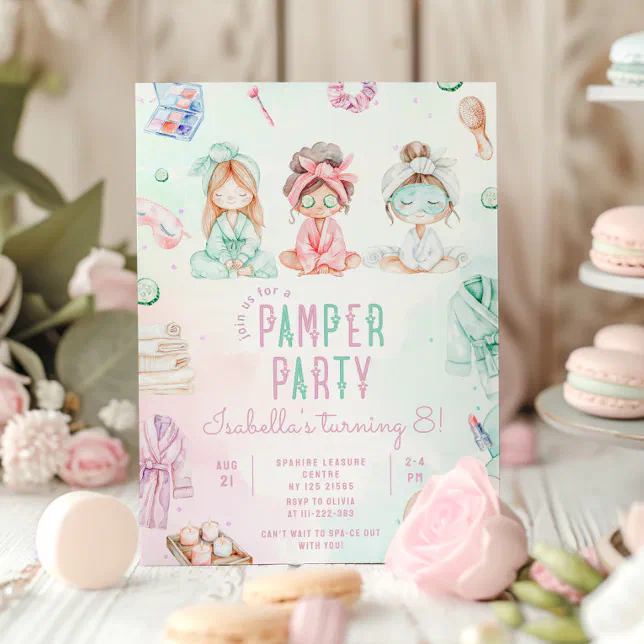 Pamper party girls Salon Birthday party Invitation | Zazzle