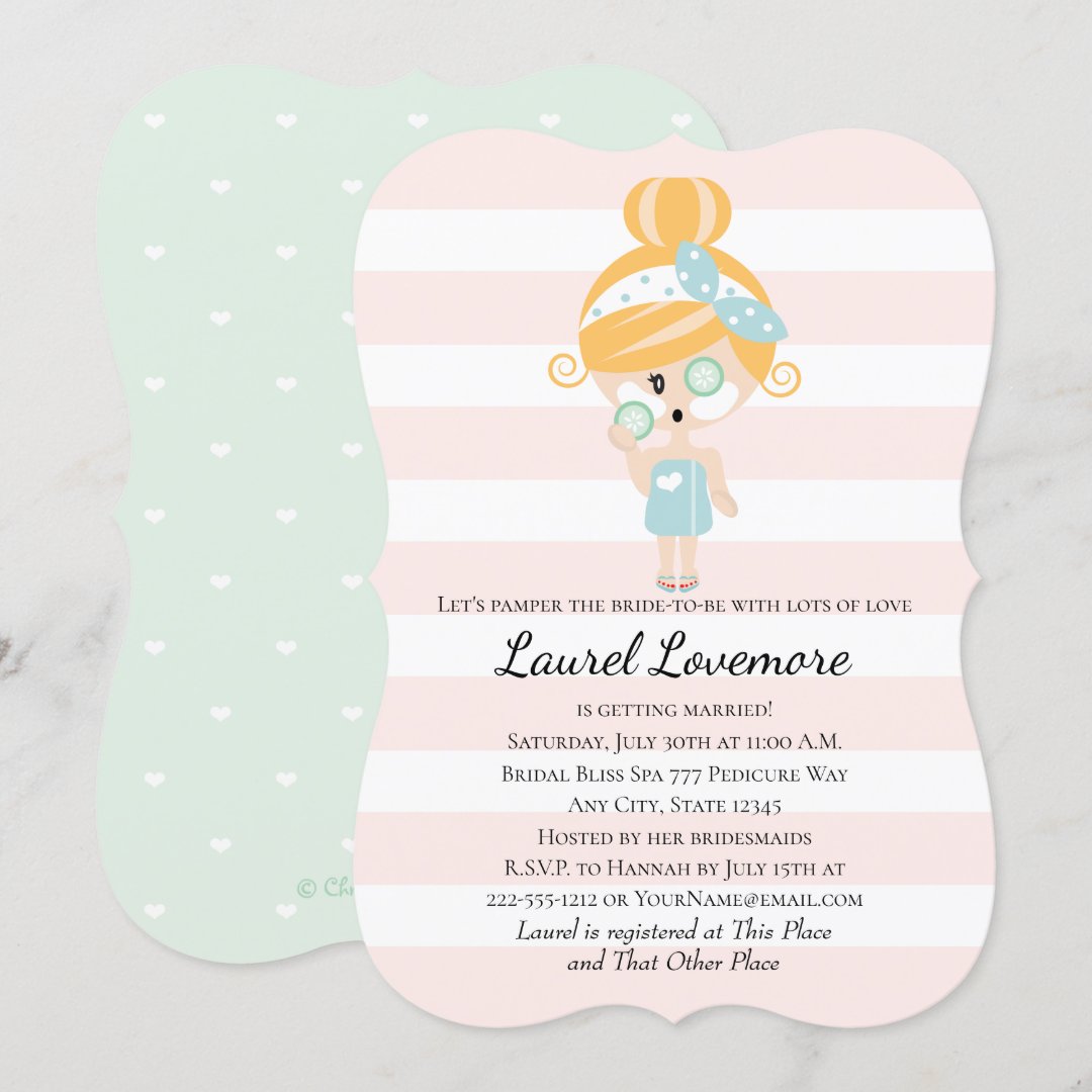 Pamper the Bride Shower Invitations Spa Day Blonde | Zazzle