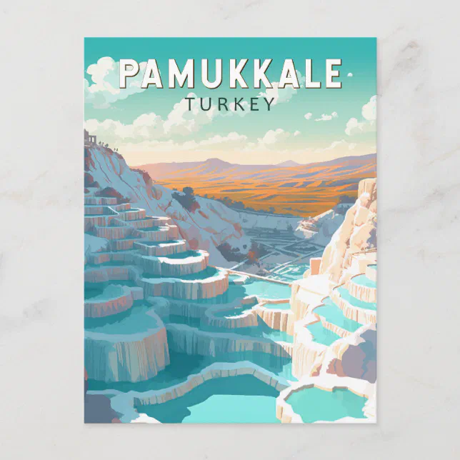 Pamukkale Turkey Travel Art Vintage Postcard | Zazzle