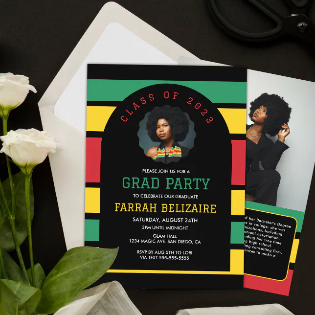 Pan African Photo Graduation Party Invitation | Zazzle