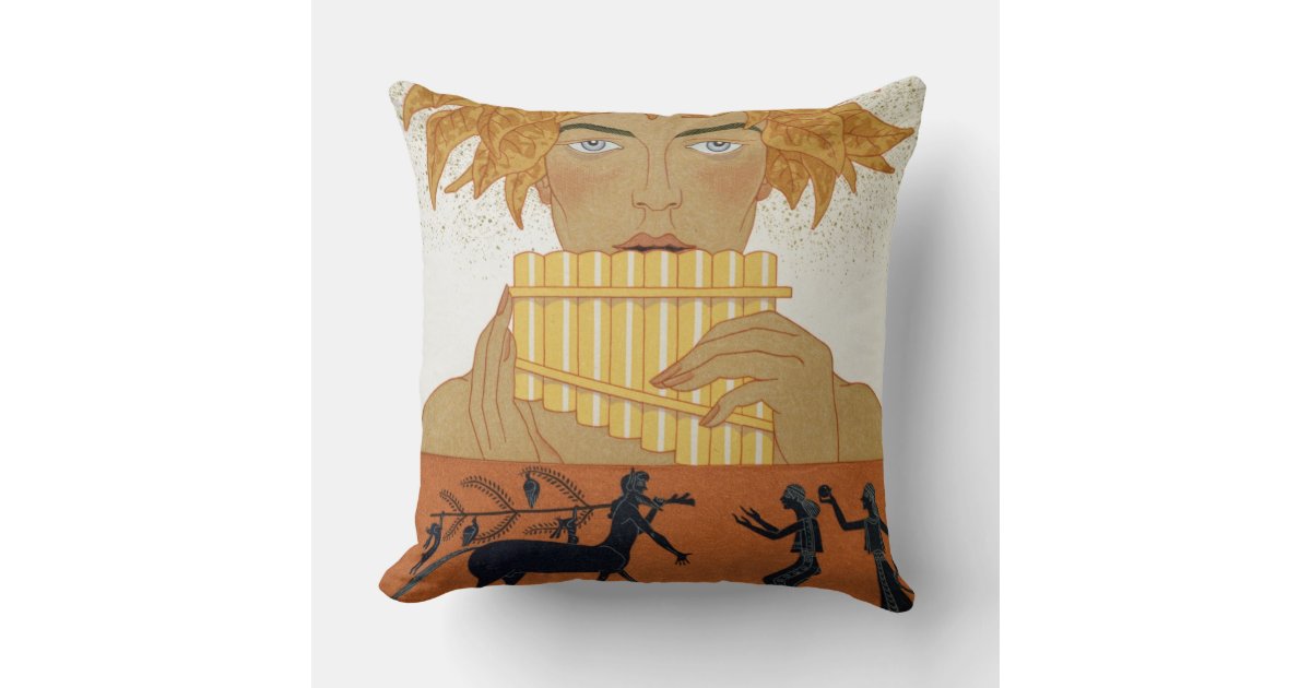 Pan Piper, illustration from 'Les Mythes' by Paul Throw Pillow | Zazzle
