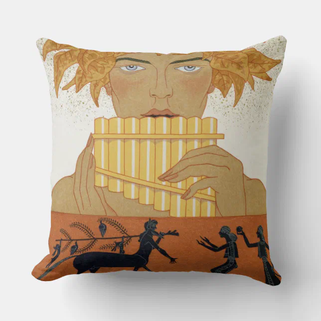 Pan Piper, illustration from 'Les Mythes' by Paul Throw Pillow | Zazzle
