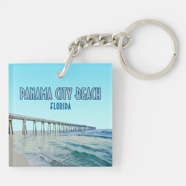Panama City Beach Florida Vintage Keychain | Zazzle