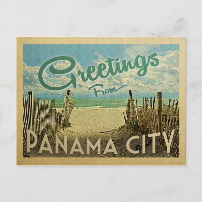 Panama City Beach Vintage Travel Postcard | Zazzle
