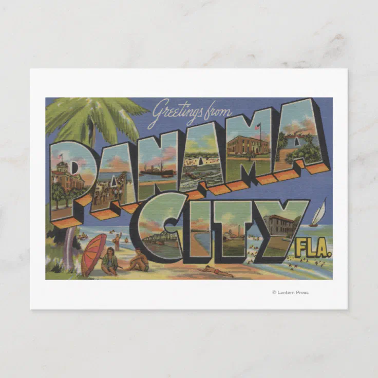 Panama City, Florida - Large Letter Scenes Postcard | Zazzle