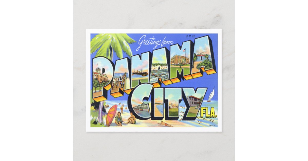 Panama City, Florida Vintage Big Letters Postcard | Zazzle