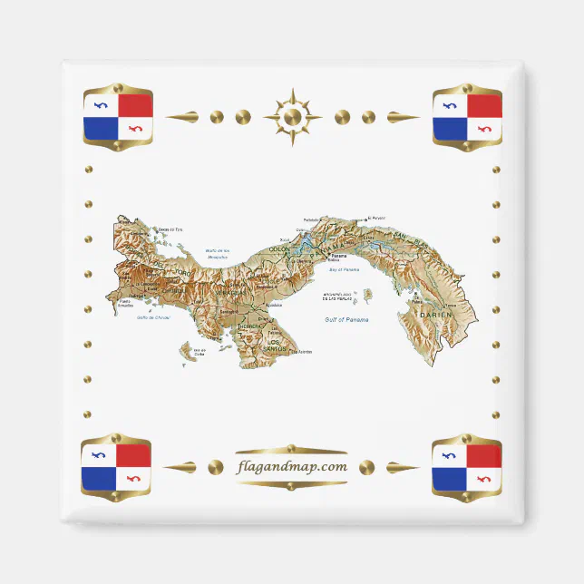 Panama Map + Banners Magnet | Zazzle