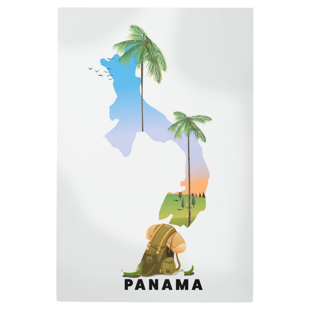 Panama map Illustrated travel poster print. | Zazzle