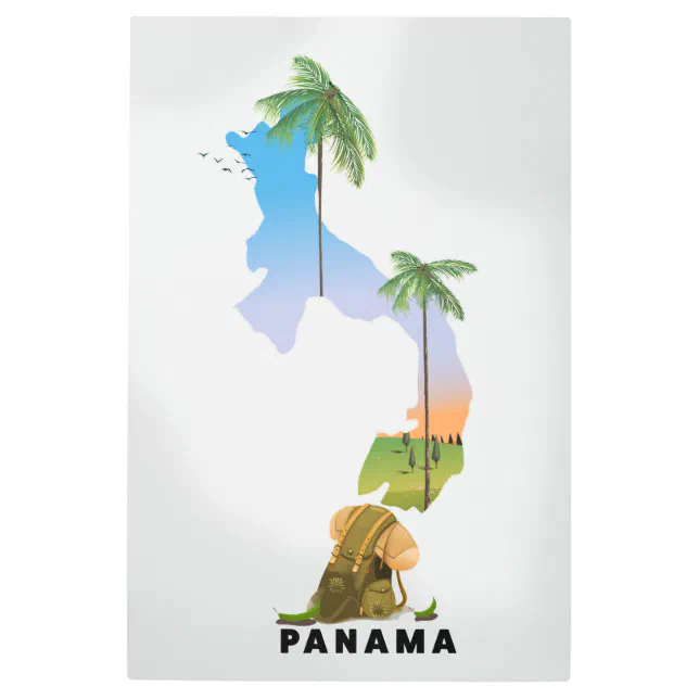 Panama map Illustrated travel poster print. | Zazzle