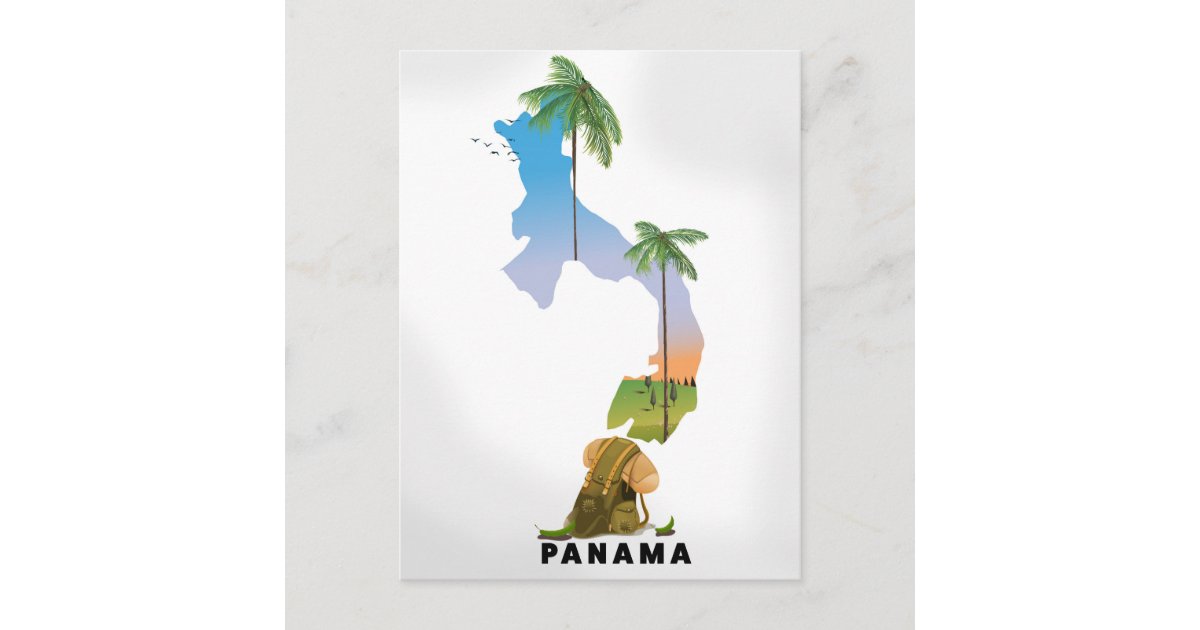 Panama map Illustrated travel poster print. Postcard | Zazzle