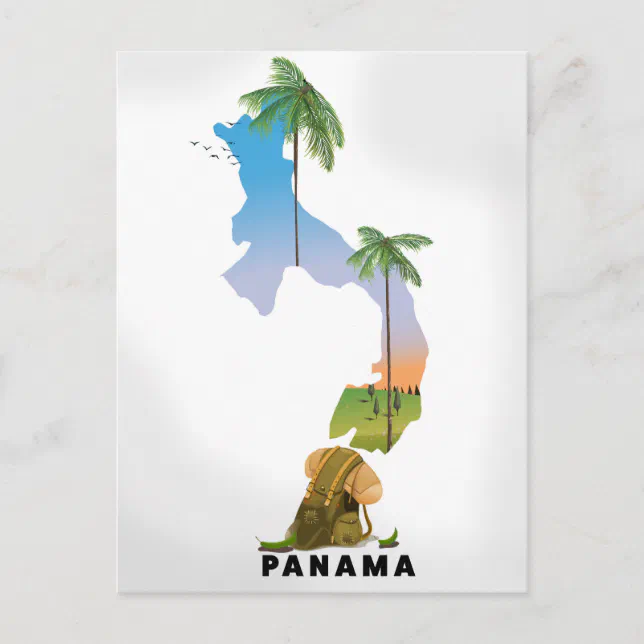 Panama map Illustrated travel poster print. Postcard | Zazzle