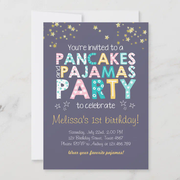 Pancake And Pajamas Birthday Invitation Zazzle