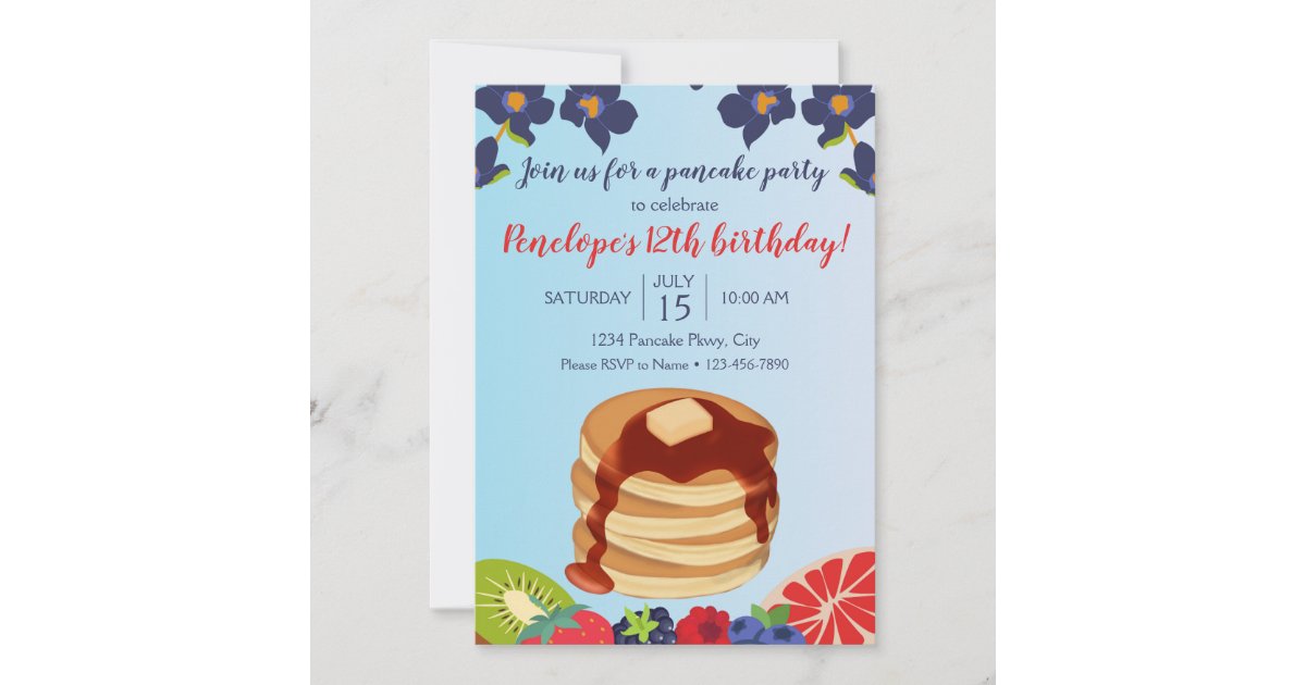 Pancake Birthday Invitation | Zazzle
