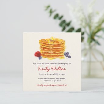 Pancake Breakfast Birthday Party Invitation | Zazzle