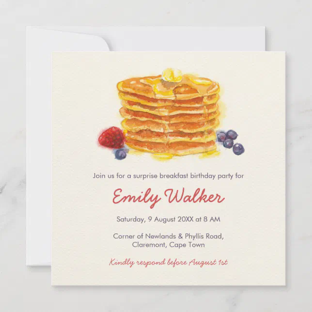 Pancake Breakfast Birthday Party Invitation | Zazzle