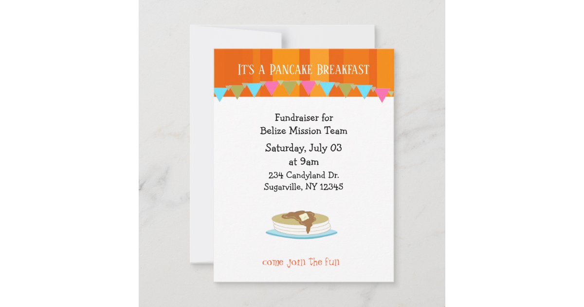 Pancake Breakfast Fundraiser Invitation | Zazzle