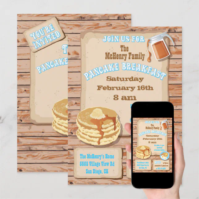 Pancake Breakfast Party Invitations | Zazzle