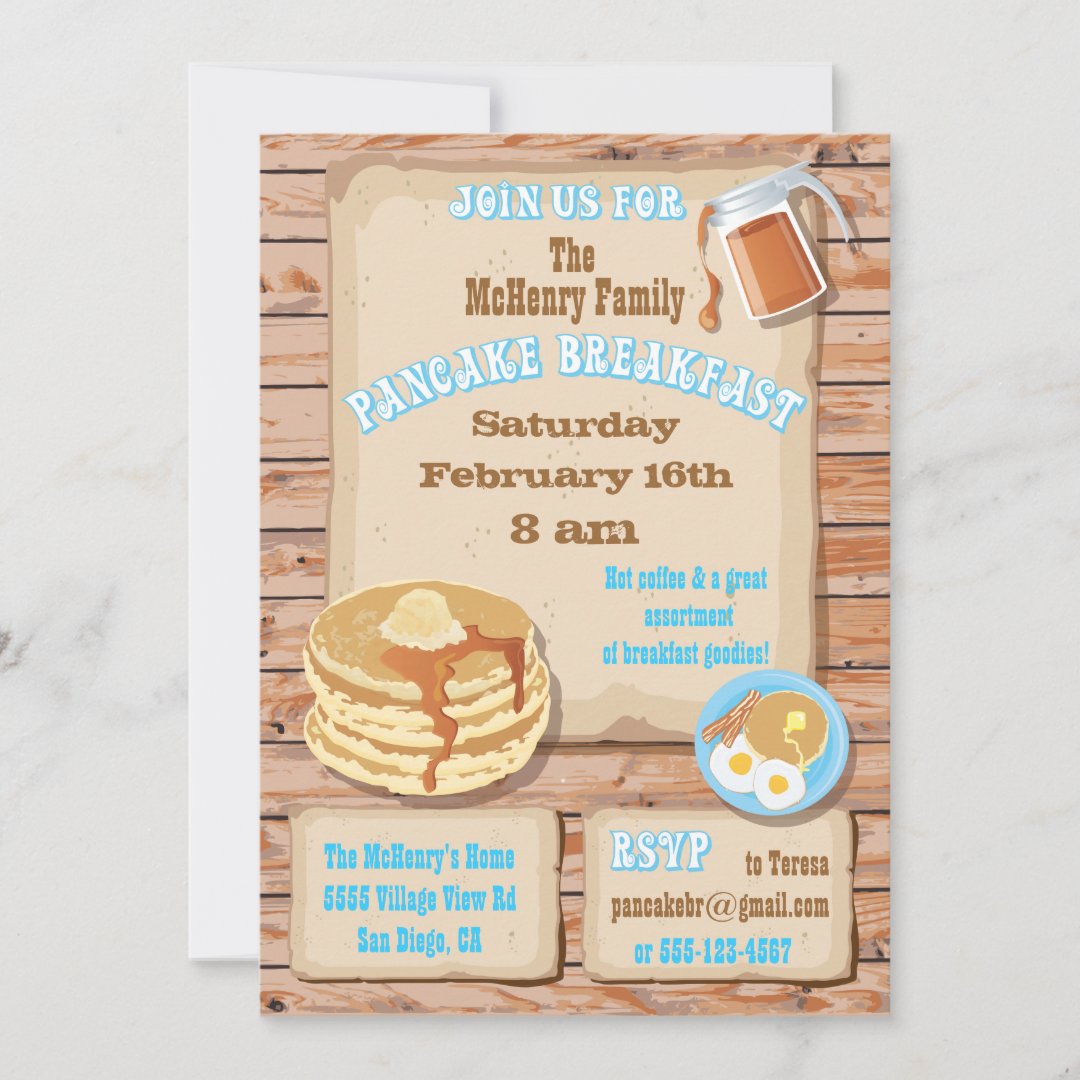 Pancake Breakfast Party Invitations | Zazzle