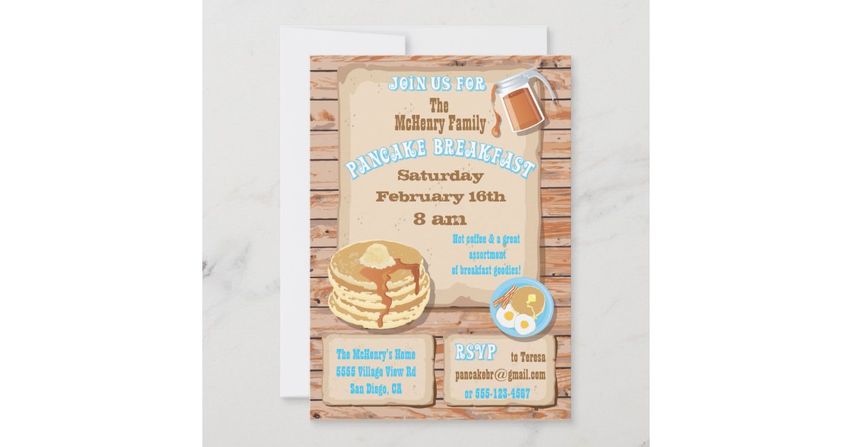 Pancake Breakfast Party Invitations | Zazzle